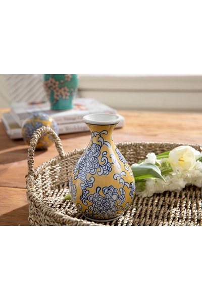 English Home Zoe Porselen Vazo 10X10X14,5 cm Sarı