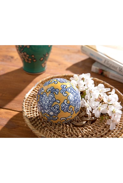 English Home Zoe Porselen Dekoratif Obje 8X8X8 cm Sarı