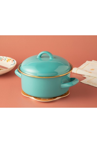 English Home Flowertopia Emaye Tencere 18 cm Yeşil English Home Flowertopia Emaye Tencere 18 cm Yeşil