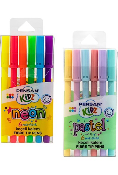 Pensan Kidz Keçeli Kalem 12 Renk Set - 6 Renk Neon 6 Renk Pastel Pensan Kidz Keçeli Kalem 12 Renk Set - 6 Renk Neon 6 Renk Pastel
