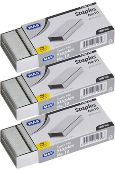 Mas Zımba Teli No:10 ''3 Paket'' (3000 Adet) Mas Zımba Teli No:10 ''3 Paket'' (3000 Adet)