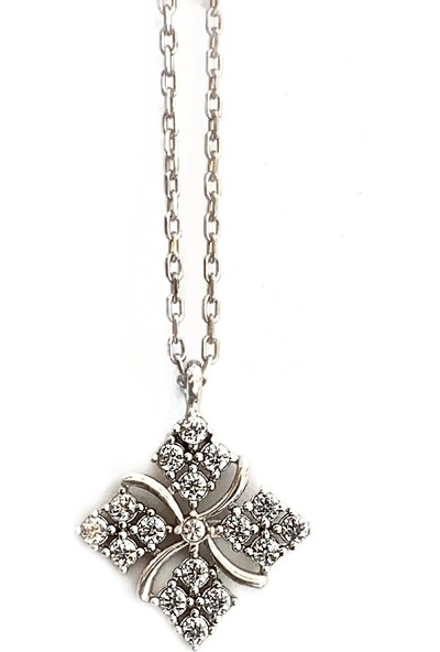 Adore Silver Gümüş Swarovski Dörtgen Kolye