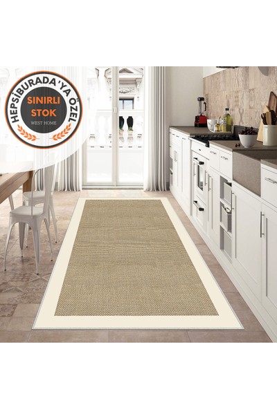 West Home Dijital Baskı Yıkanabilir Kaymaz Taban Salon Halısı Mutfak Halısı Yolluk