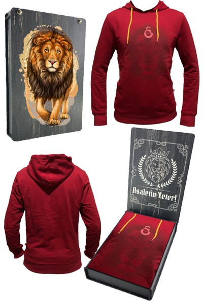 Galatasaray Orijinal Sweat Kapüşonlu Aslan Silüetli Kırmızı Sweat Özel Tasarım Ahşap Galatasaray Orijinal Sweat Kapüşonlu Aslan Silüetli Kırmızı Sweat Özel Tasarım Ahşap