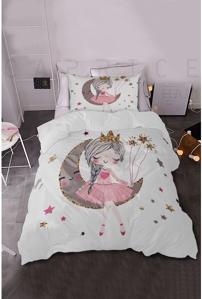 Caprice Halı Sevimli Ayda Oturan Kız Çocuk Nevresim Takımı