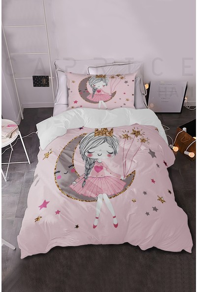 Caprice Halı Sevimli Ayda Oturan Prenses Kız Çocuk Nevresim Takımı