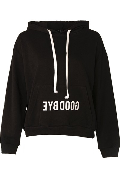 Loya Siyah Goodbye Baskılı Sweatshirt Loya Siyah Goodbye Baskılı Sweatshirt