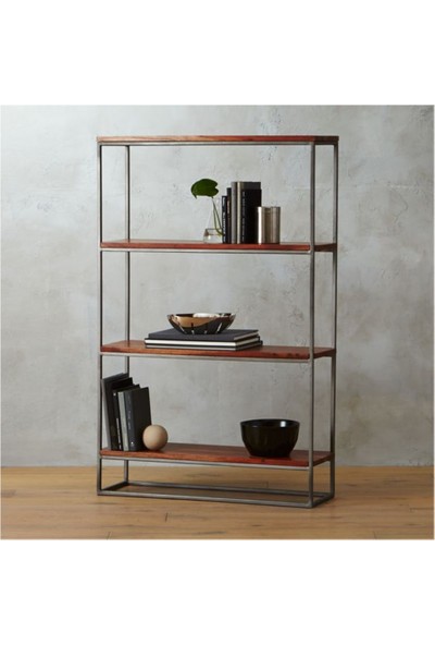 Green Metal Kitaplık Doğal Masif Ahşap Raf Green Metal Kitaplık Doğal Masif Ahşap Raf