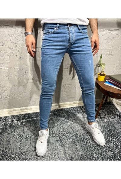 Skinny Fit Likralı Lazer Yırtıklı Bilek Boy Jean Skinny Fit Likralı Lazer Yırtıklı Bilek Boy Jean