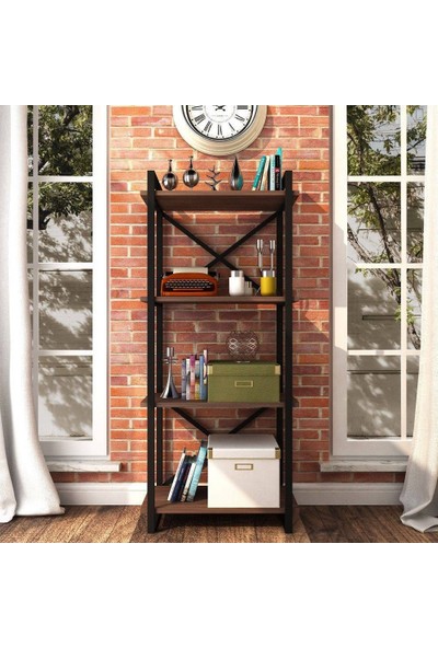 Vinta Metal Masif Ahşap Kitaplık