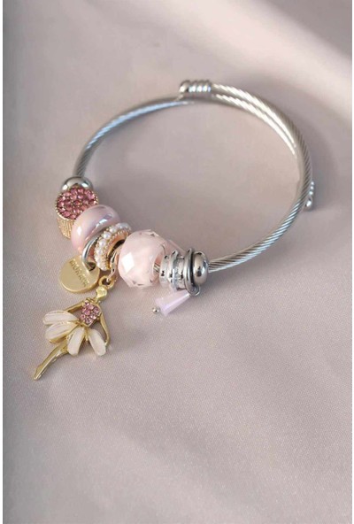Karazona Kadın Pembe Taşlı Balerin Figürlü Charm Bileklik KZ-BB4326 Karazona Kadın Pembe Taşlı Balerin Figürlü Charm Bileklik KZ-BB4326