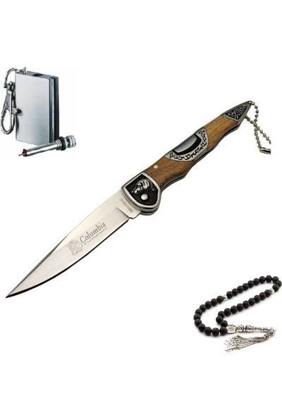Columbia Marka 20 cm Çakı Metal Çakmak ve Tesbih ile