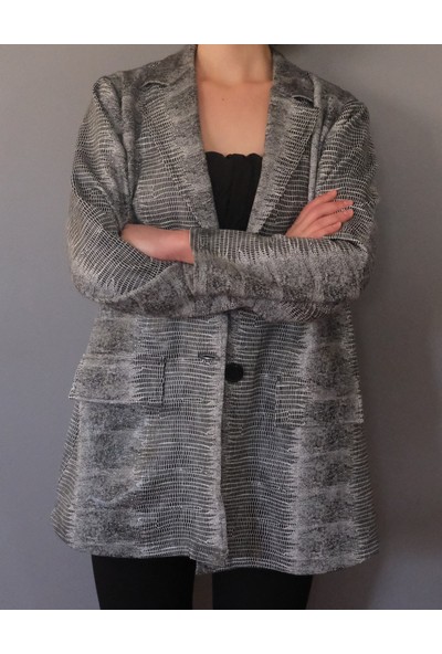 DESEO BOUTIQUE Kadın Deri Desenli Blazer Ceket DESEO BOUTIQUE Kadın Deri Desenli Blazer Ceket