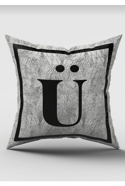 Kurt Tekstil Ü Harfli Kırlent -Yastık Kılıfı