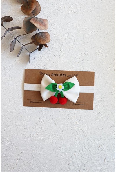 Bebeğine Kiraz Figürlü Bebek Fiyonk Saç Bandı