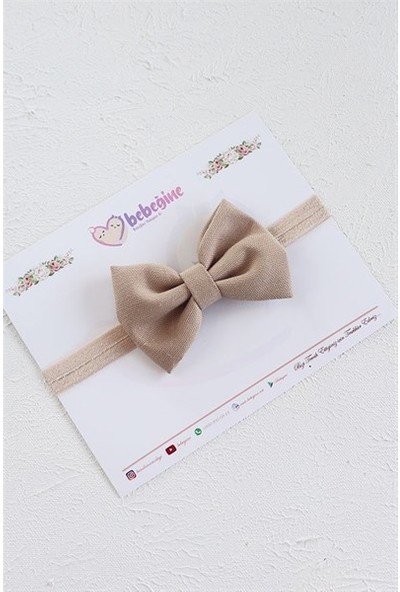 Bebeğine Bej Renkli Fiyonk Bant