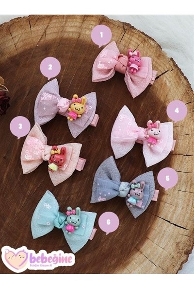 Bebeğine Tavşan Figürlü Fiyonk Orta Boy Klips Toka