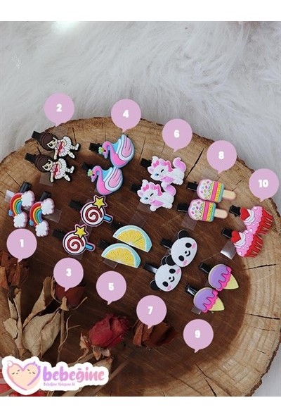 Bebeğine Tasarım Figürlü Ikili Mini Klips Toka Bebeğine Tasarım Figürlü Ikili Mini Klips Toka