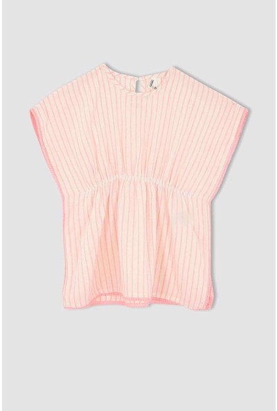 DeFacto Kız Çocuk Çizgili Pamuklu Plaj Kaftanı W7592A622SM