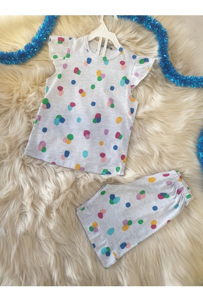 Renkli Puantiyeli Kız Çocuk Şortlu Takım Renkli Puantiyeli Kız Çocuk Şortlu Takım