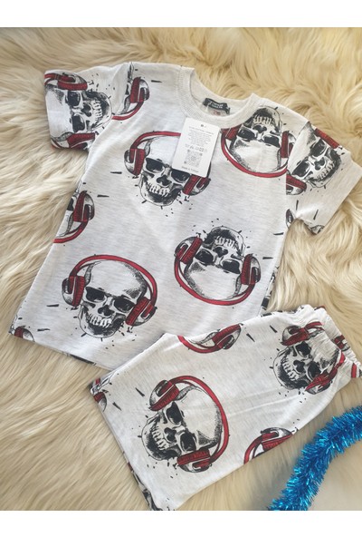 Erkek Çocuk Kuru Kafa Baskılı Şortlu Takım