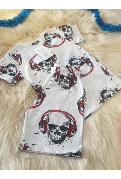 Erkek Çocuk Kuru Kafa Baskılı Şortlu Takım