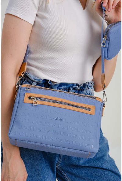 Kadın Lila Gofraj Iki Bölme + Iki Cepli Vegan Omuz Çantası Bozuk Para Çantasıyla Birlikte Kadın Lila Gofraj Iki Bölme + Iki Cepli Vegan Omuz Çantası Bozuk Para Çantasıyla Birlikte