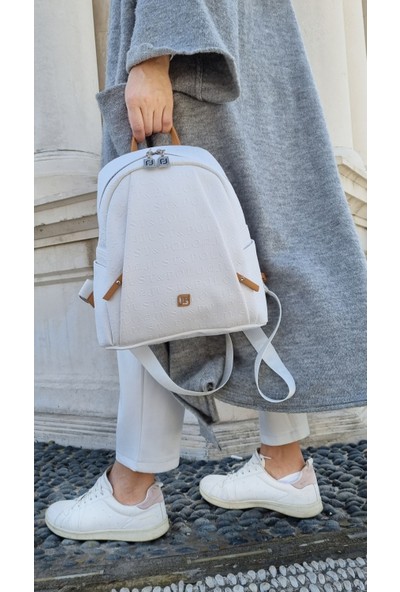 Just Polo Kadın Beyaz 9 Bölmeli Orta Boy Sırt Çantası