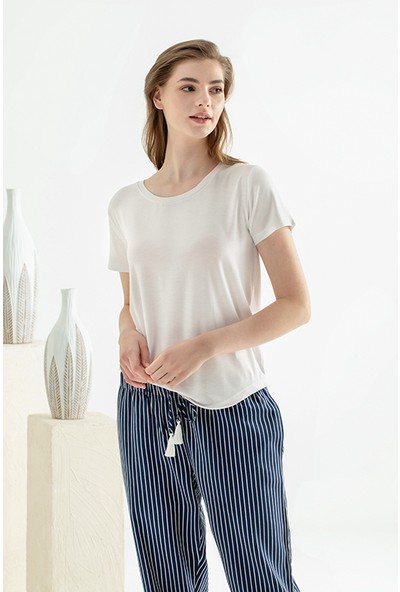 Amber Viskon Kadın Pıjama Takımı S Lacivert