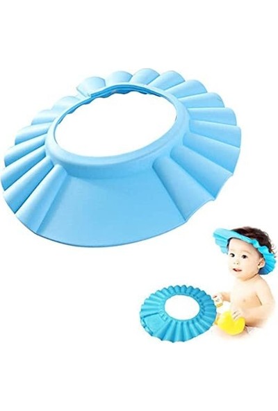 Ayarlanabilir Bebek Banyo Şapkası Mavi