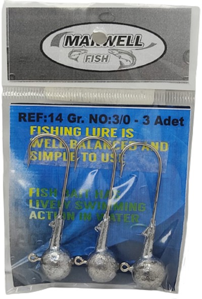 Marwell Jig Head No: 3/0 -14 gr ( 3 Adet) Marwell Jig Head No: 3/0 -14 gr ( 3 Adet)