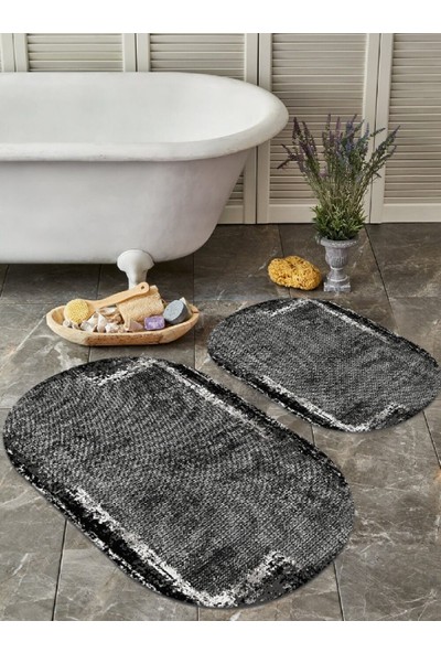 Alaaddin Carpet 2'li Yıkanabilir Antibakteriyel Kaymaz Tabanlı Banyo Takımı 50X60CM - 60X100CM