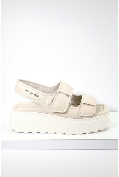 Vic Matie Küt Burun Cırt Cırt Bantlı Deri Sandalet