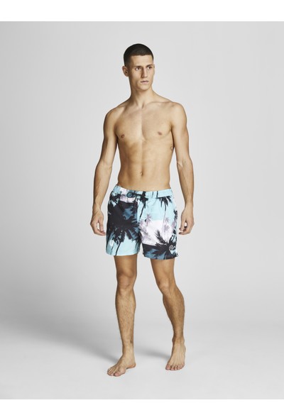 Jack & Jones Palmiye Desenli Deniz Sortu