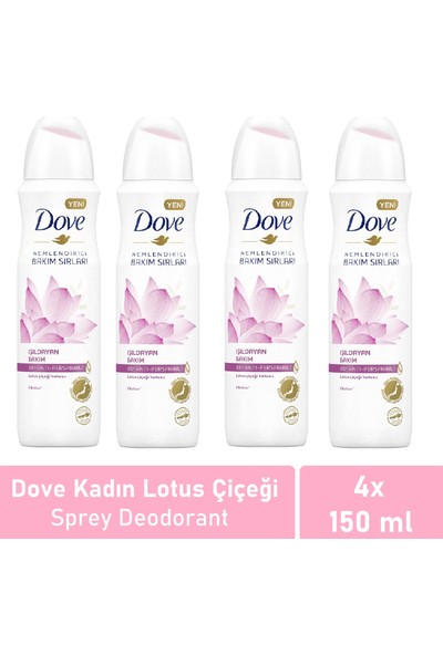 Dove Kadın Deodorant Işıldayan Bakım Lotus Çiçeği Kokusu 150 ml -4'lü Avantaj Paketi Dove Kadın Deodorant Işıldayan Bakım Lotus Çiçeği Kokusu 150 ml -4'lü Avantaj Paketi