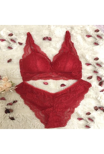 Edse Kadın Kırmızı Dolgulu Kırmızı Kadın Bralet 2 Li Takım