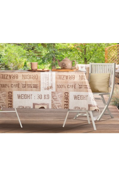 Madame Coco Chayne Pvc Masa Örtüsü - Kahverengi - 140X140 cm