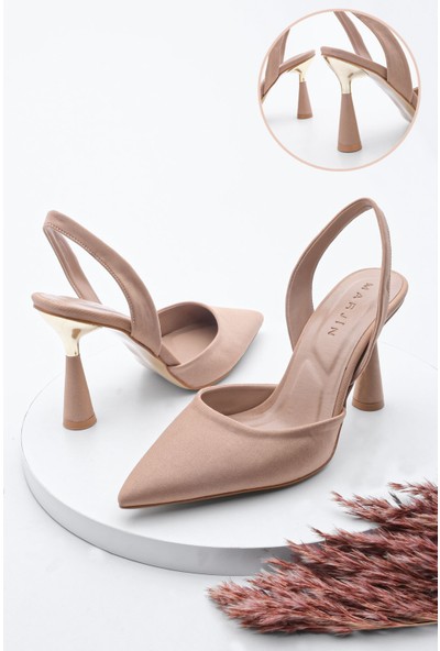 Marjin Kadın Stiletto Sivri Burun Altın Ökçe Detaylı Arkası Açık Atkılı Topuklu Ayakkabı Yolez Marjin Kadın Stiletto Sivri Burun Altın Ökçe Detaylı Arkası Açık Atkılı Topuklu Ayakkabı Yolez