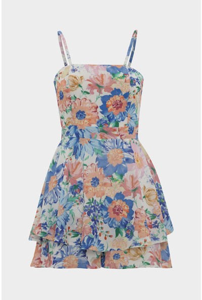 Açelya Okcu Çiçekli Cut Out Detaylı Şortlu Elbise