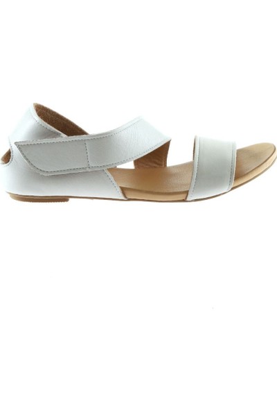 Bueno Shoes Beyaz Deri Kadın Düz Sandalet