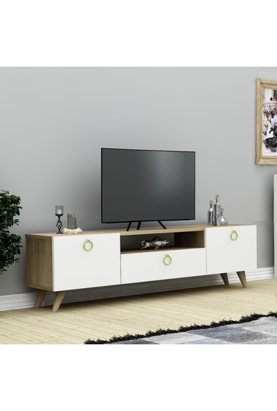Hepsi Home Ela Tv Ünitesi - Safir Meşe Beyaz Hepsi Home Ela Tv Ünitesi - Safir Meşe Beyaz