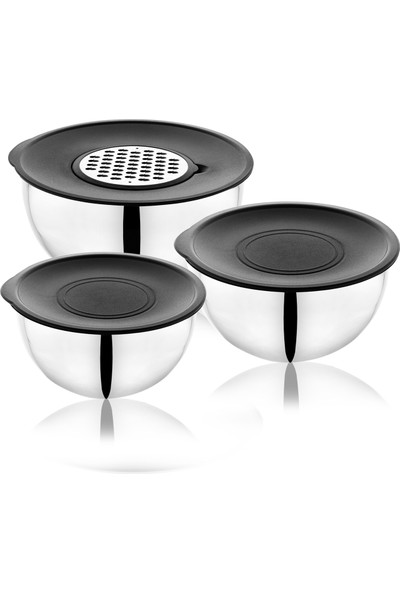 Schafer Lucas Çelik Karıştırma Kabı 16-20-24 Cm-9 Parça-Siyah Schafer Lucas Çelik Karıştırma Kabı 16-20-24 Cm-9 Parça-Siyah