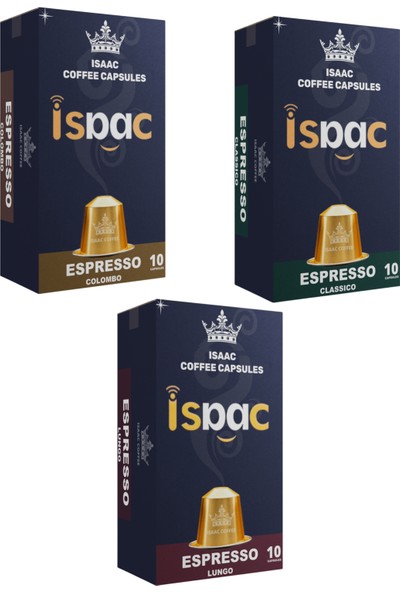 Isaac Nespresso Uyumlu Kahve Kapsülü 30 Adet (Classıco,lungo,colombo) Isaac Nespresso Uyumlu Kahve Kapsülü 30 Adet (Classıco,lungo,colombo)