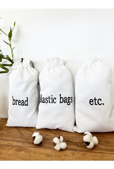 Atölye No 35 3'lü Poşetlik, Ekmeklik ve Etc Kese Seti Beyaz Atölye No 35 3'lü Poşetlik, Ekmeklik ve Etc Kese Seti Beyaz