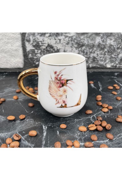 Yzhome Lüks Beyaz Porselen Yaldızlı Gold Harfli Kupa Harfli Bardak 220ML Yzhome Lüks Beyaz Porselen Yaldızlı Gold Harfli Kupa Harfli Bardak 220ML