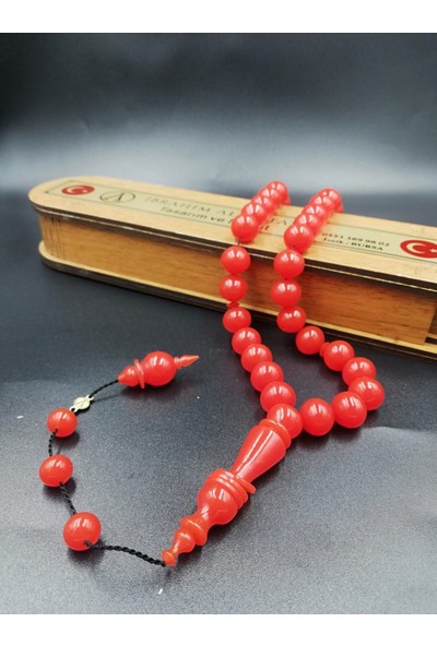 Nar Ağacı Özel Torna Işçilikli Ateş Kehribar Tespih