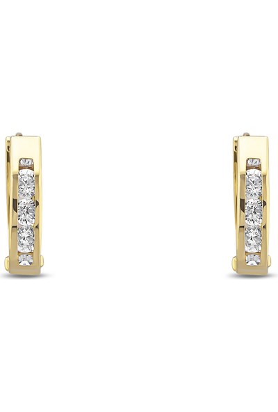 Pırlanta Merkezim Altın Taşlı Halka Küpe