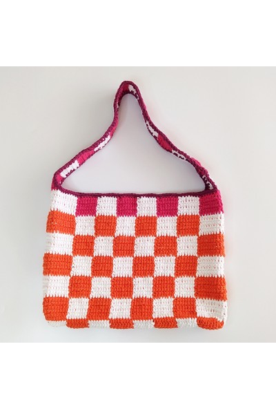 Woody Cord Wintage El Örgüsü Omuz Çantası Renkli Damalı Desen Handmade Woody Cord Wintage El Örgüsü Omuz Çantası Renkli Damalı Desen Handmade