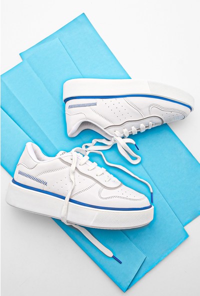 Marjin Kadın Sneaker Spor Ayakkabı Kalın Taban Bağcıklı Lekya