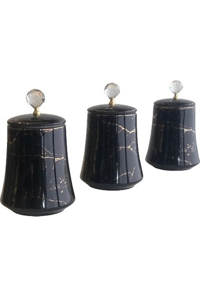 Beyaz Mermer 20CM Porselen Kavanoz Seti